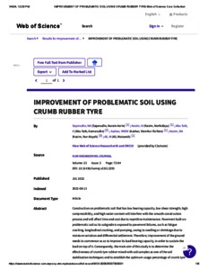 Improvement of problematic soil using crumb rubber tyre - IIUM Repository (IRep)